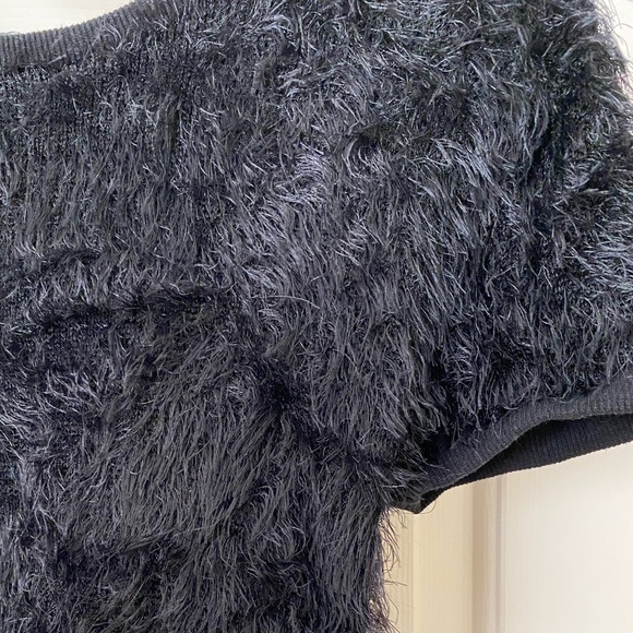 SHEIN | Tops | Fuzzy Black Crop Top Tee | Poshmark